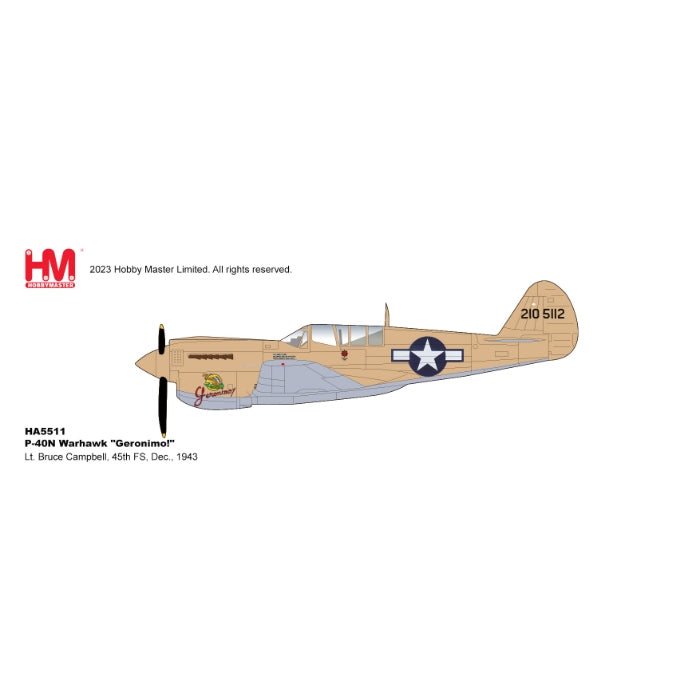 1/72 P-40N Warhawk "Geronimo!" Lt. Bruce Campbell 45th FS Dec. 1943 ...